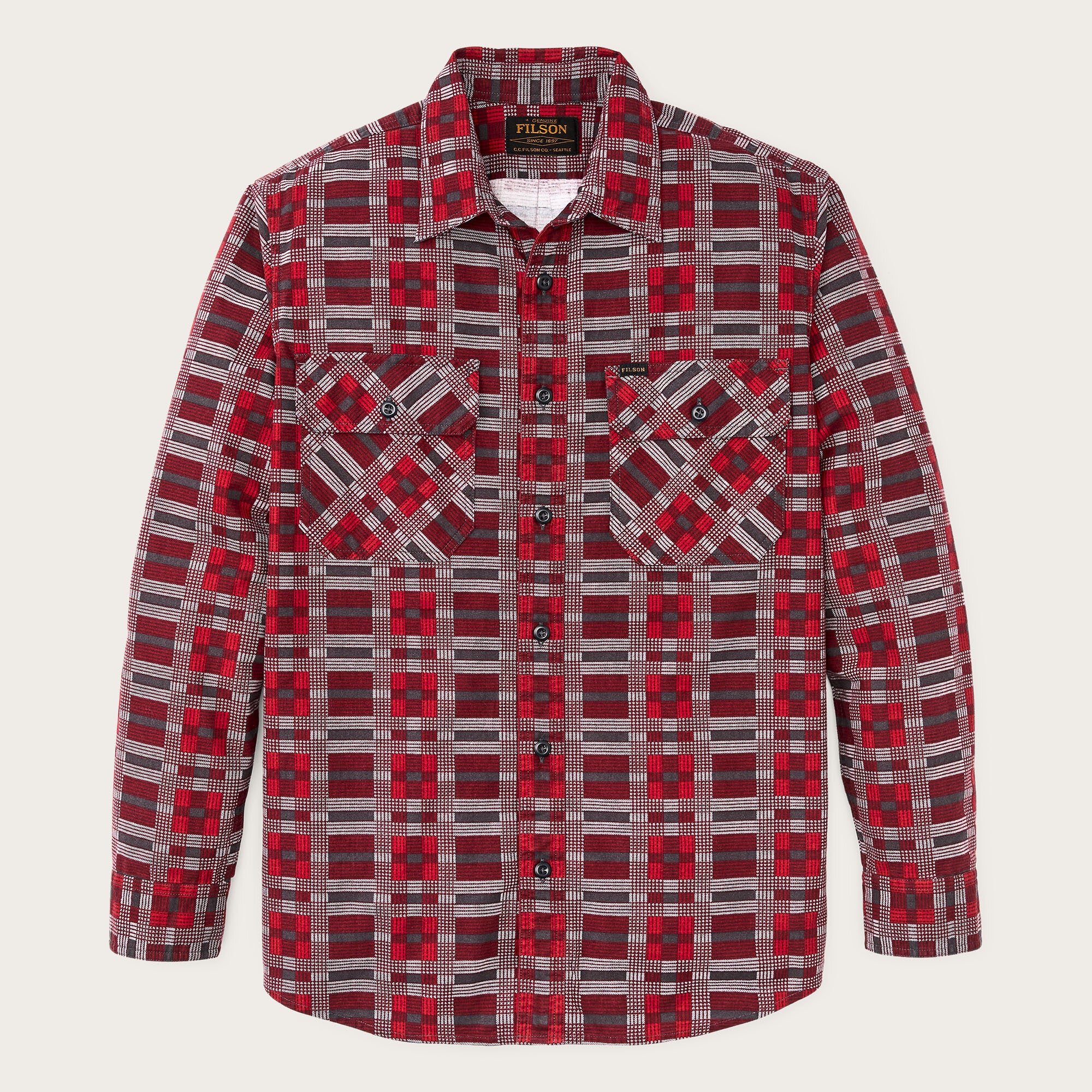 Field flannel shirt by Filson | Burgundy / red plaid (Red)