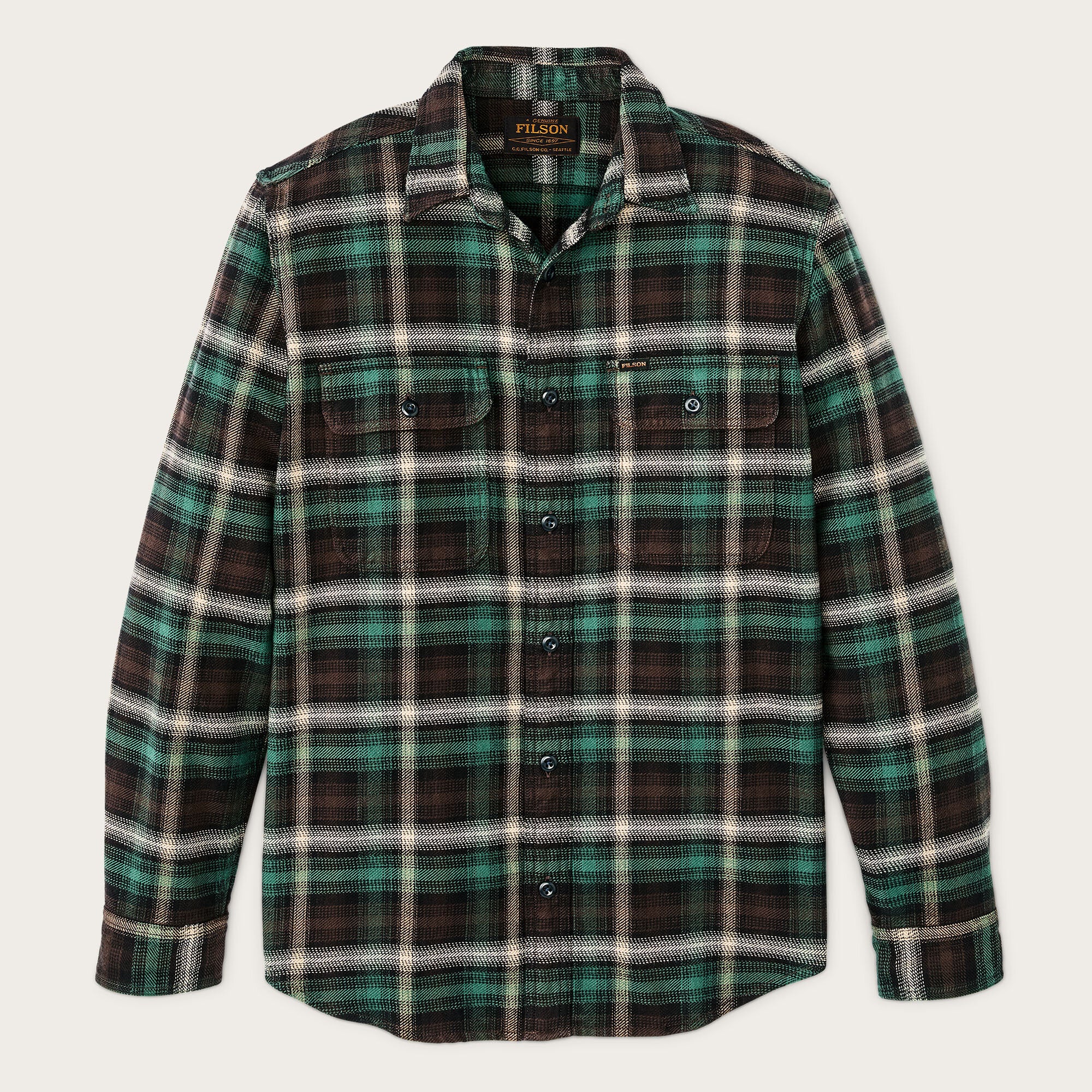 Vintage flannel work shirt by Filson | Brown / cream / mult (Multicolor)