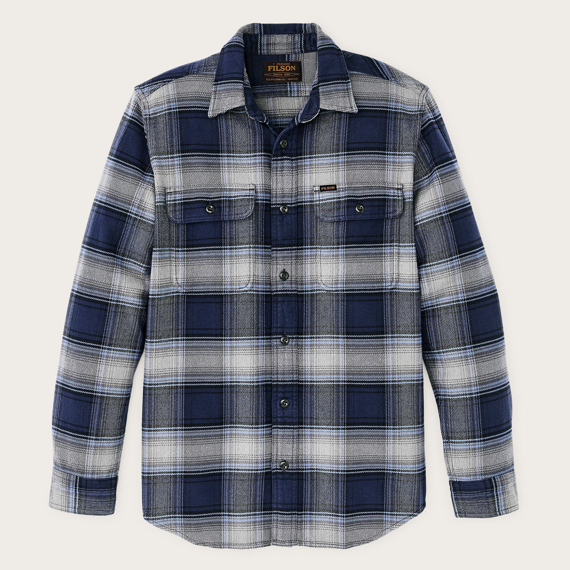 Vintage flannel work shirt by Filson | Light blue / navy pl (Blue)