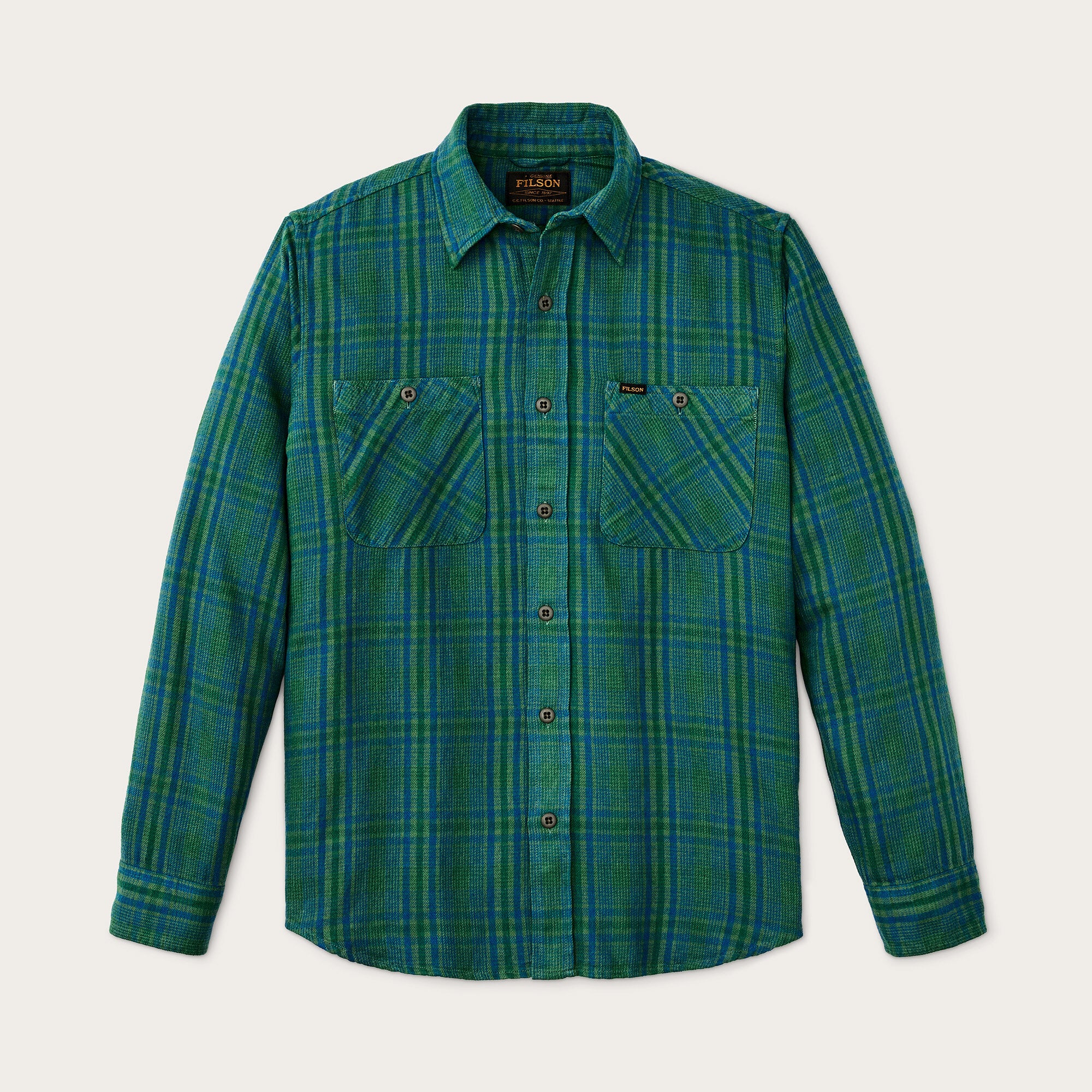 The rangeland flannel shirt by Filson | Green / blue plaid (Multicolour)