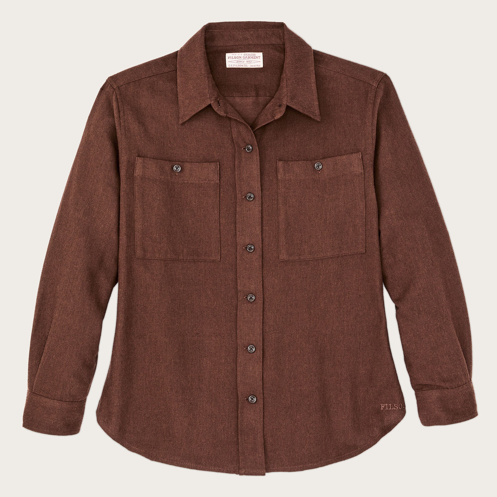 The women’s rangeland flannel shirt di Filson | Chestnut heather (Marrone)