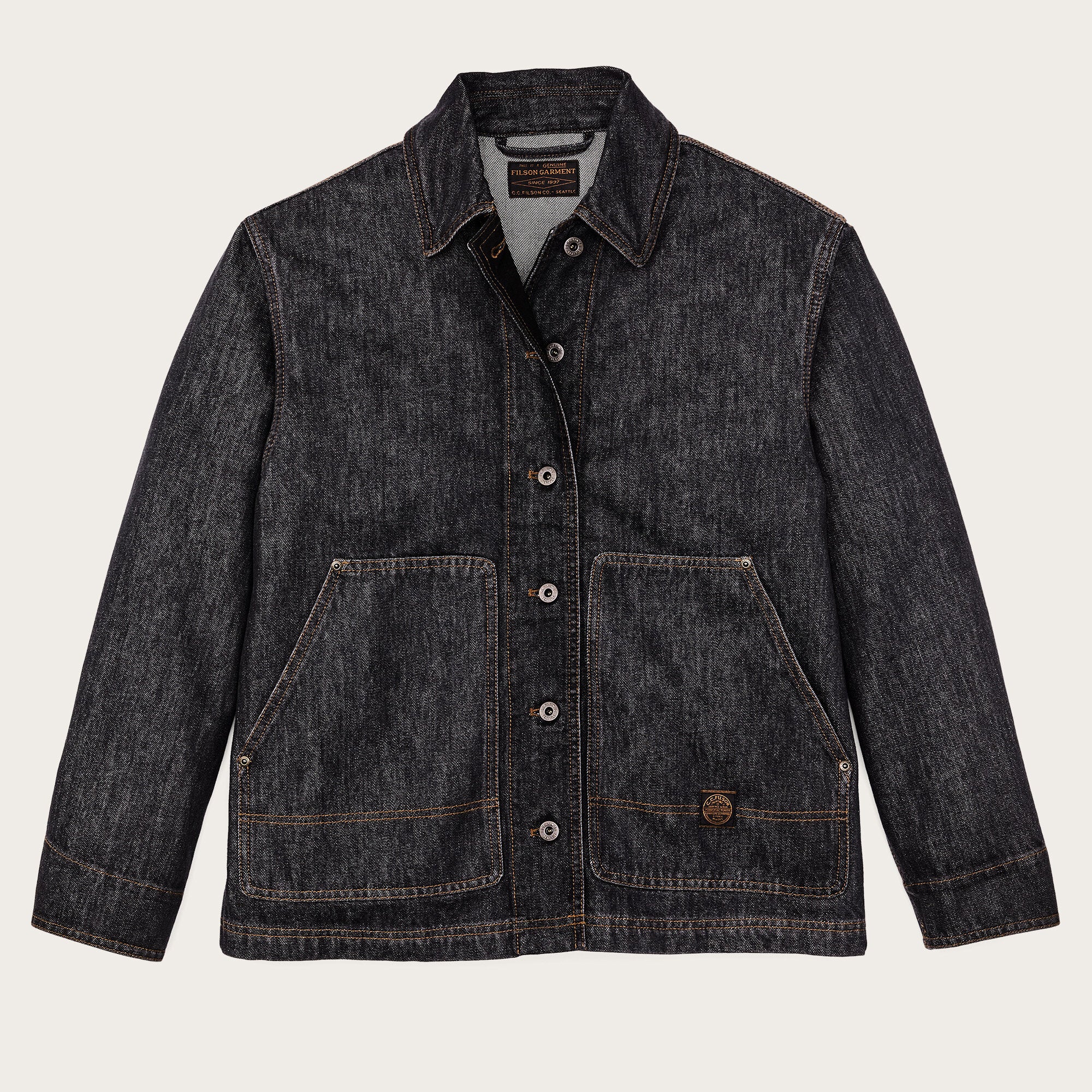 Women’s denim barn coat by Filson | Rinse black