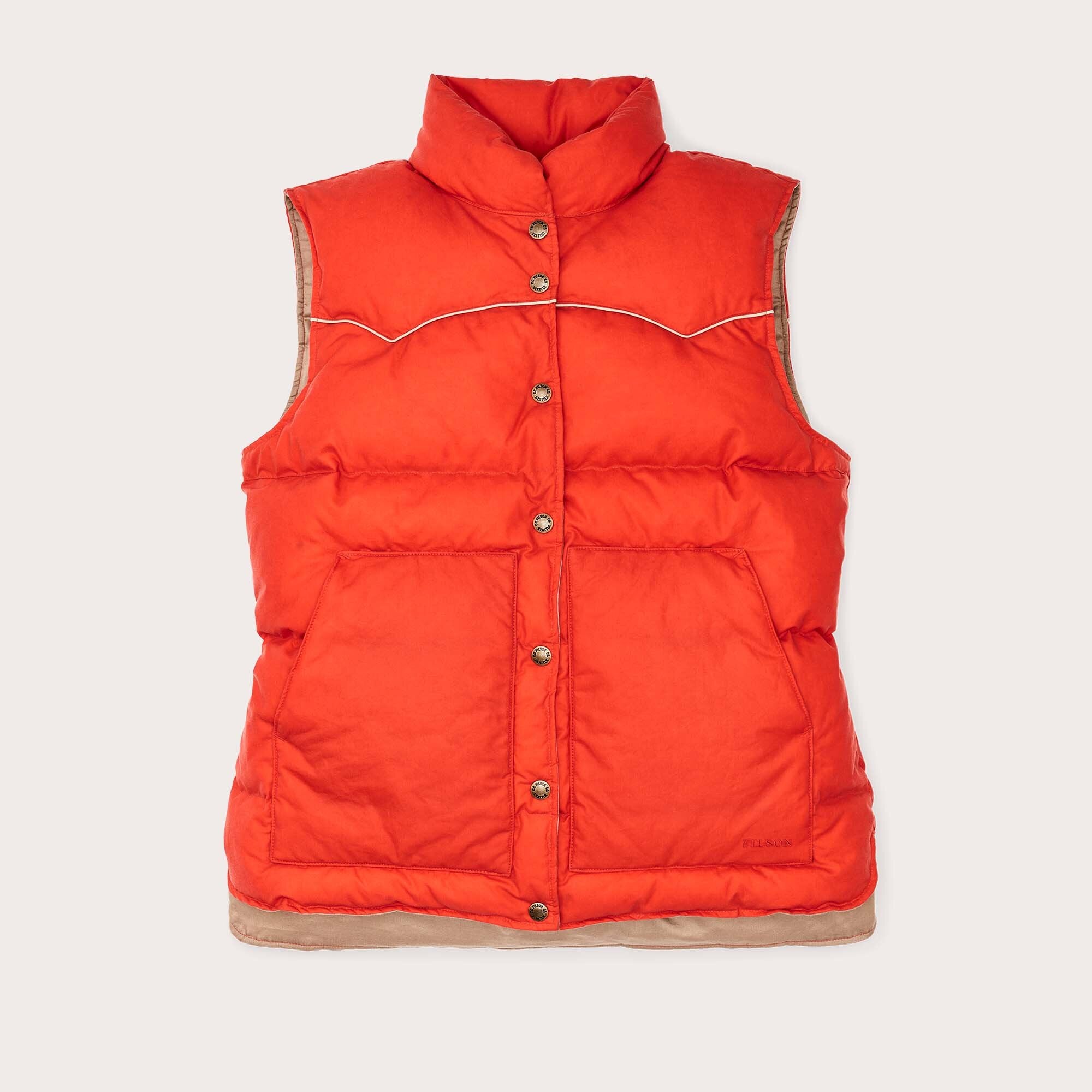 Women's waxed down vest von Filson | Campfire (Orange)