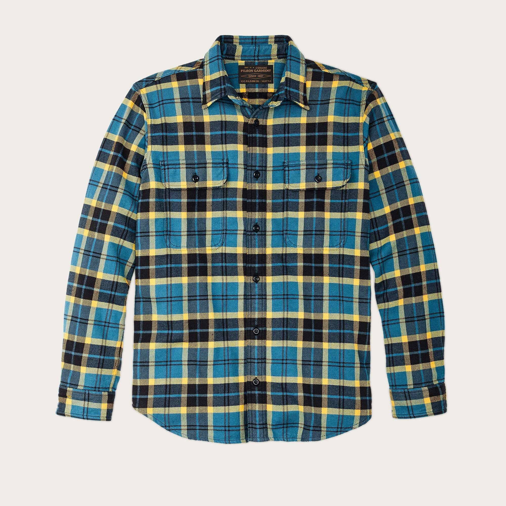 Vintage flannel work shirt by Filson | Blue ash gold plaid (Blue)