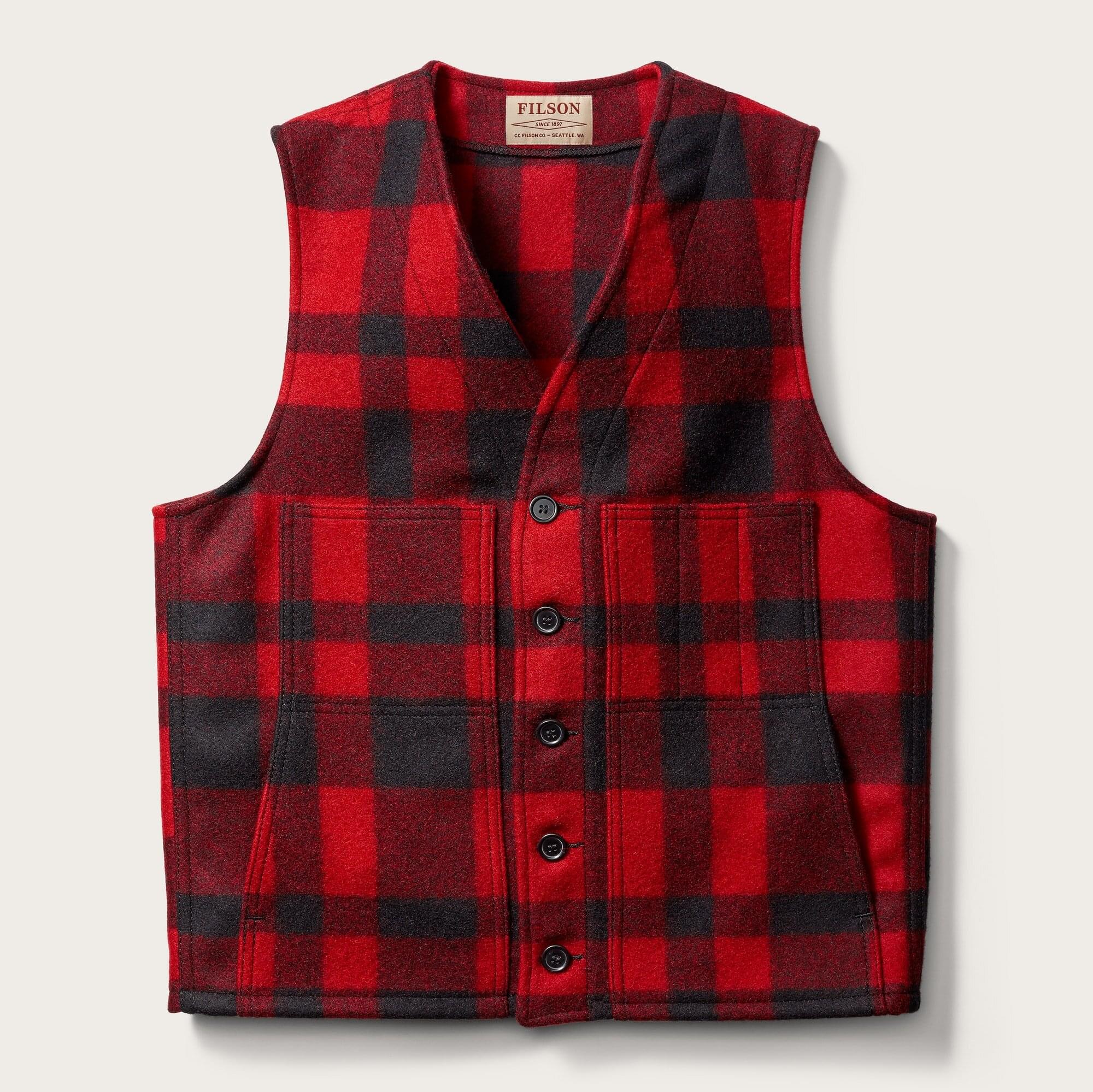 Mackinaw wool vest by Filson | Red/black plaid (Red)