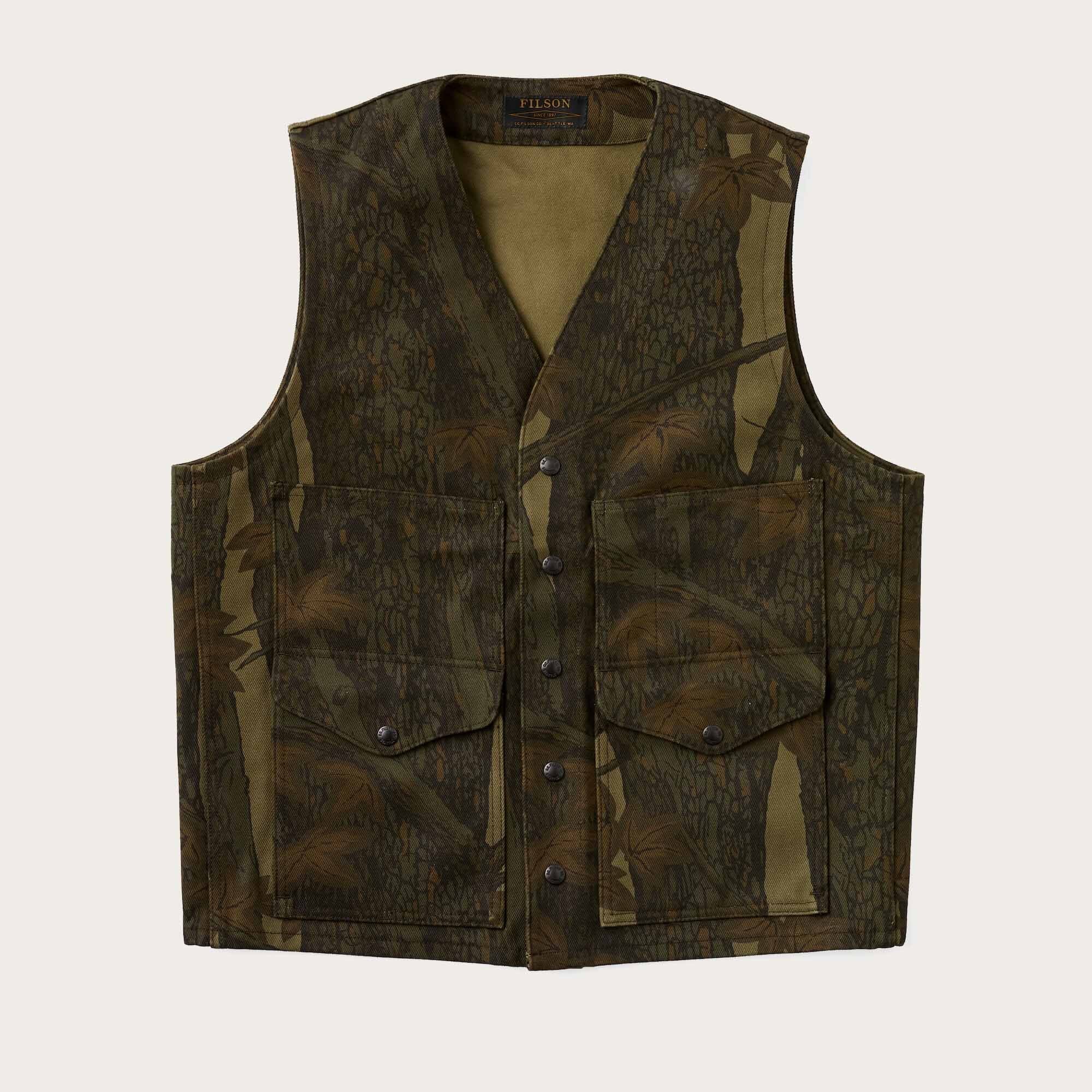 Rugged twill cruiser vest by Filson | Maple bark camo (Beige)