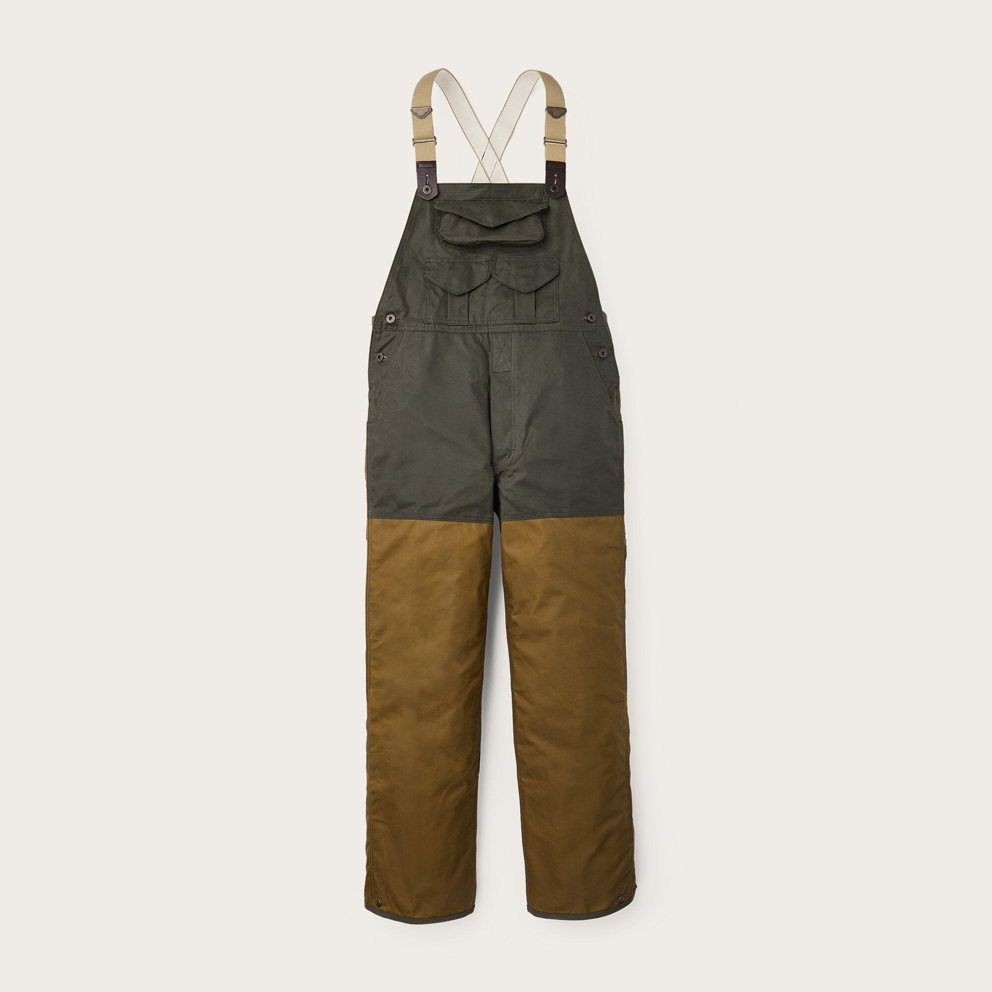 Double hunting bibs with zipper by Filson | Otter green / dark t (Beige)