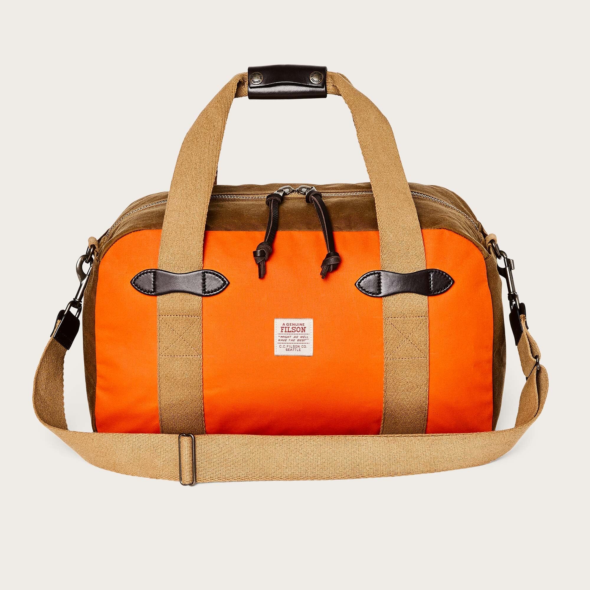 Small tin cloth duffle bag by Filson | Dark tan / flame (Orange)